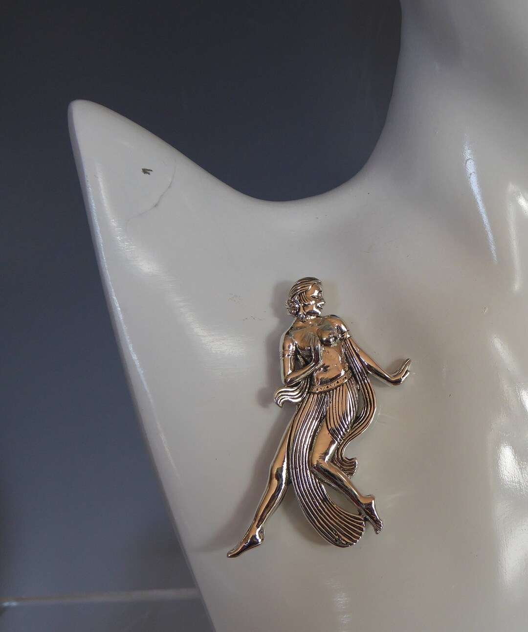 Fine Solid Silver Art Deco Lady Brooch - Etsy