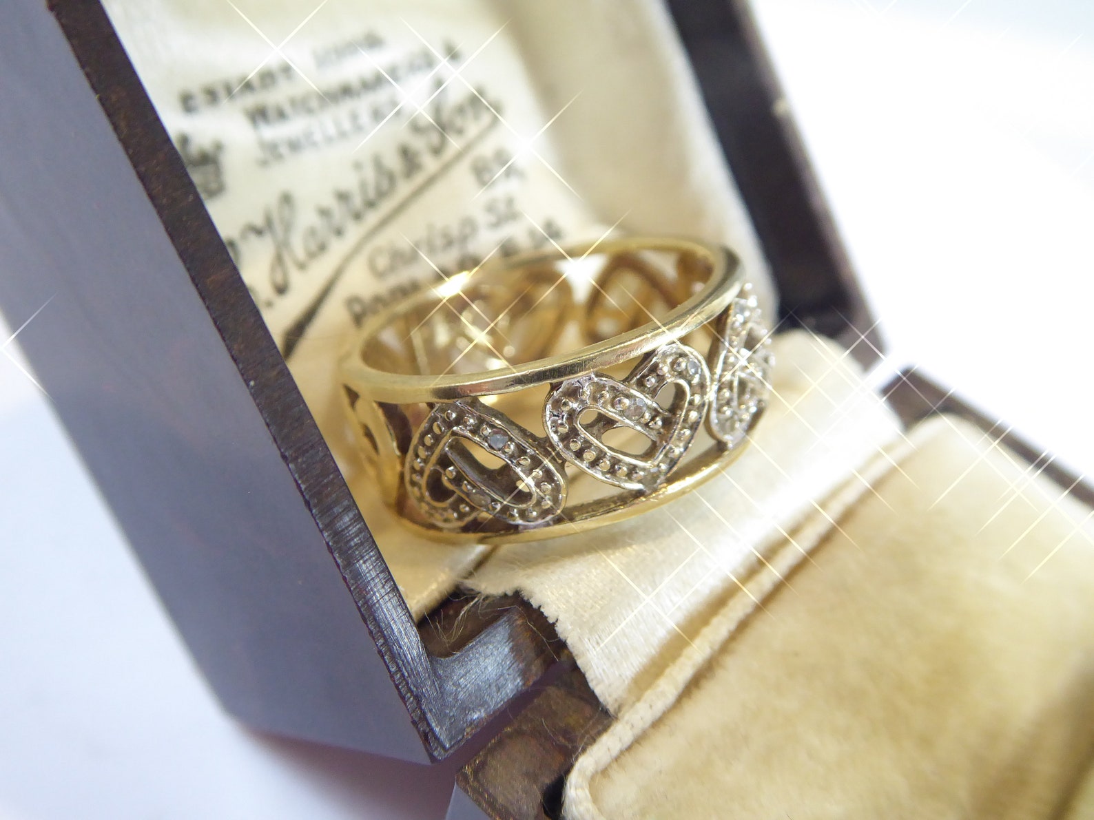 9ct Gold Open Diamond Set Heart Band Ring - Etsy