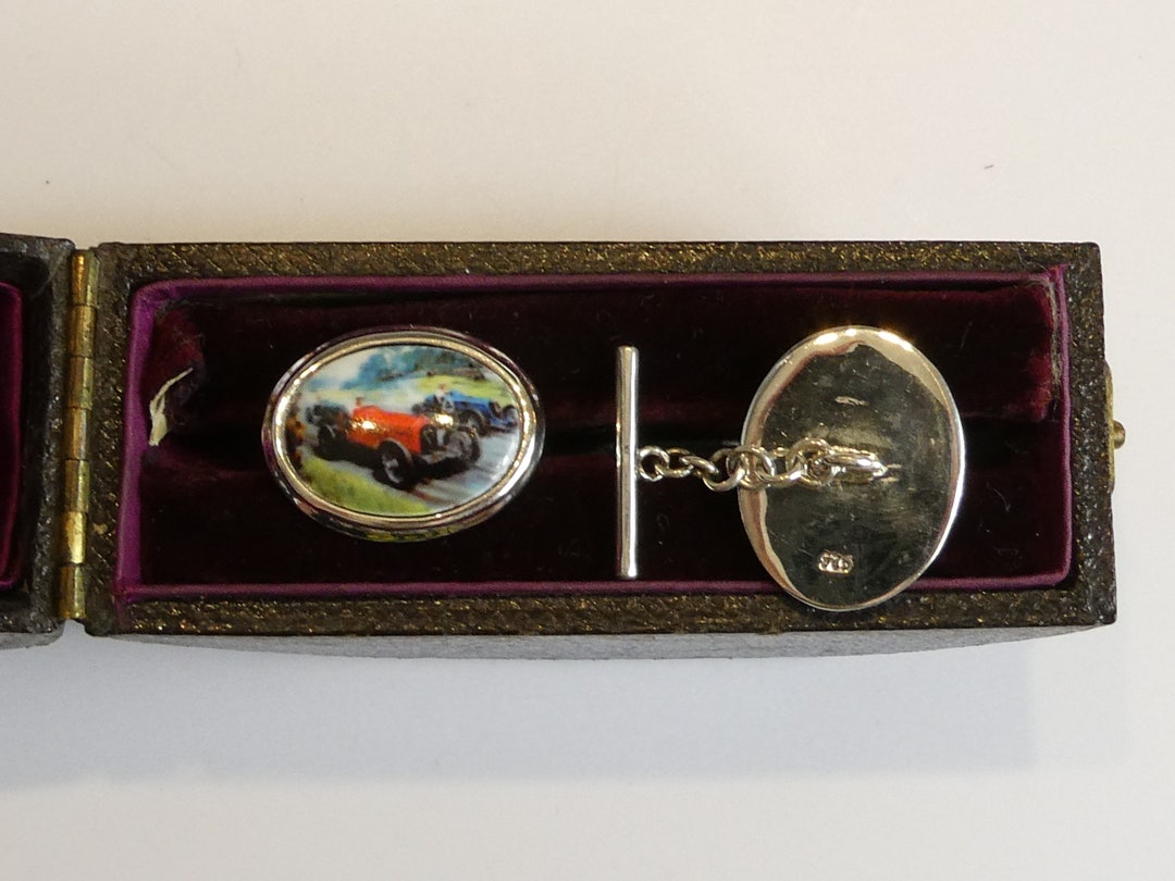 Fine Sterling Silver Set Racing Car Enamel Cufflinks - Etsy