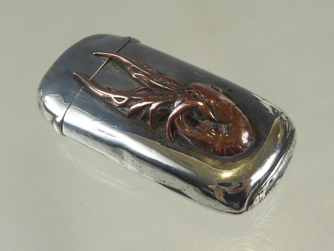 Novelty Silver 1887 Lobster Vesta Match Strike Case - Etsy