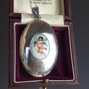 Solid Silver Enamel Cherub Locket on 18 Inch Silver Chain - Etsy
