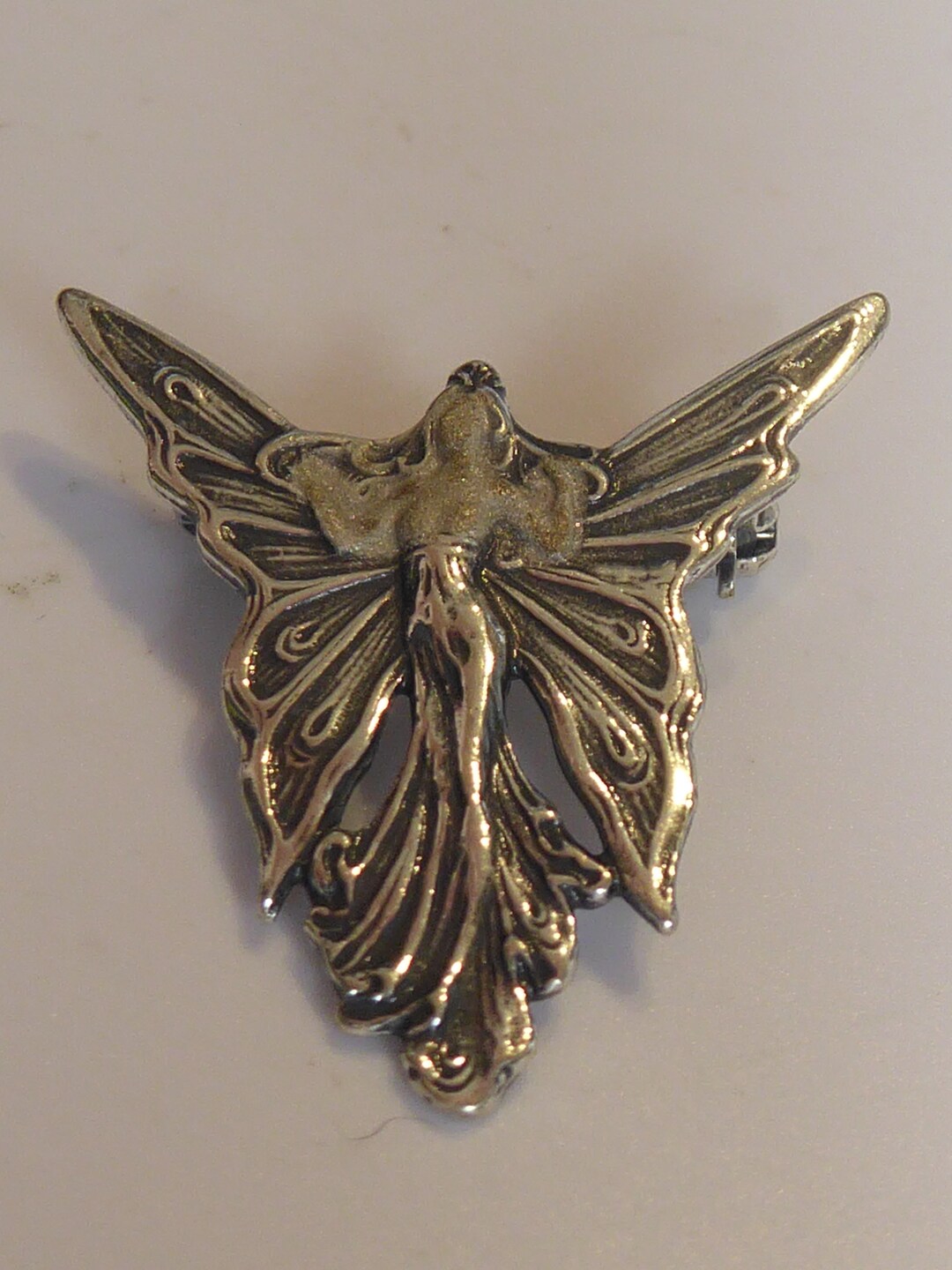 Solid Silver Art Nouveau Style Fairy Lady Brooch - Etsy