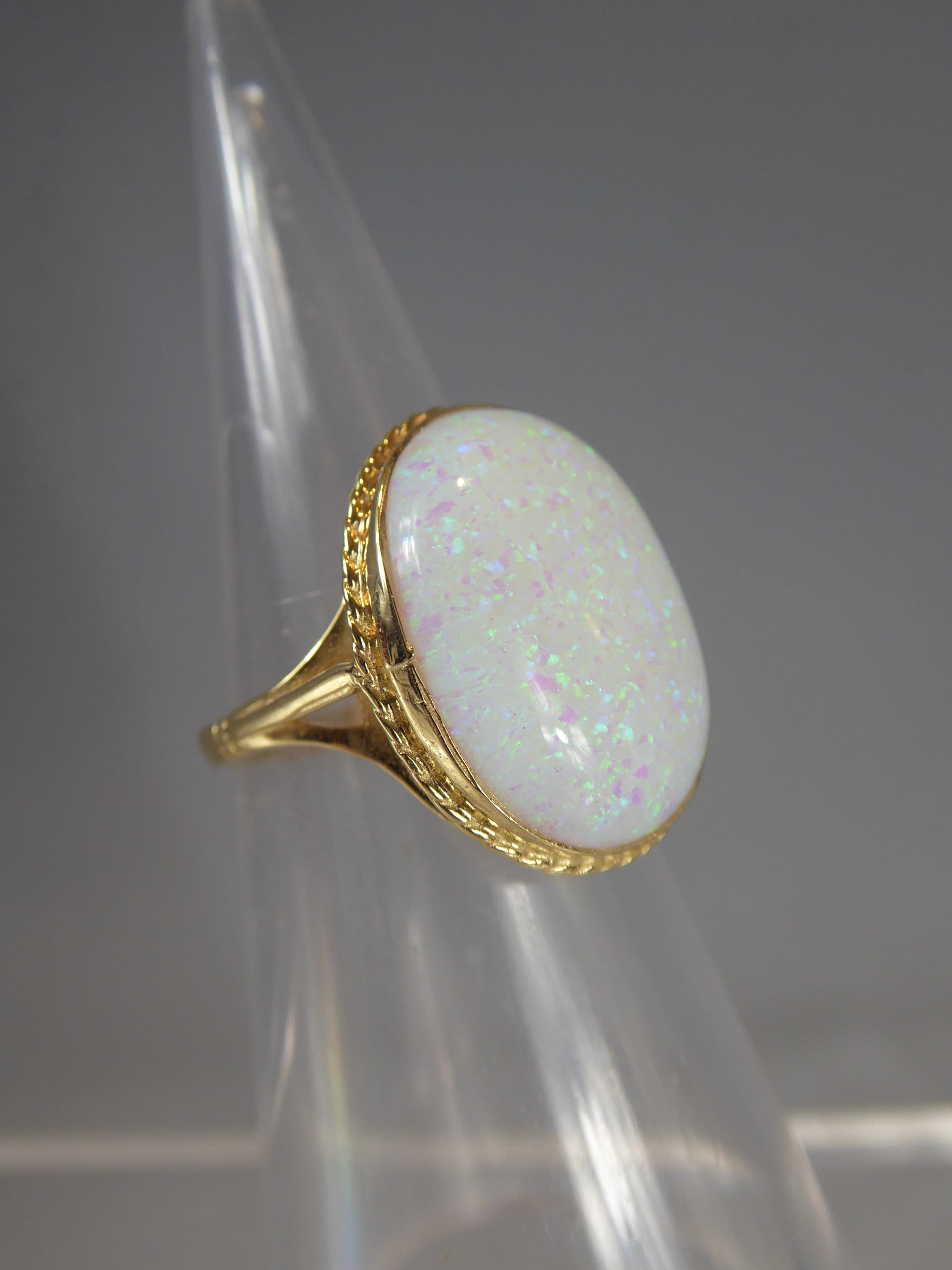 Fine 9ct Solid Gold Gilson Opal Set Ring - Etsy UK