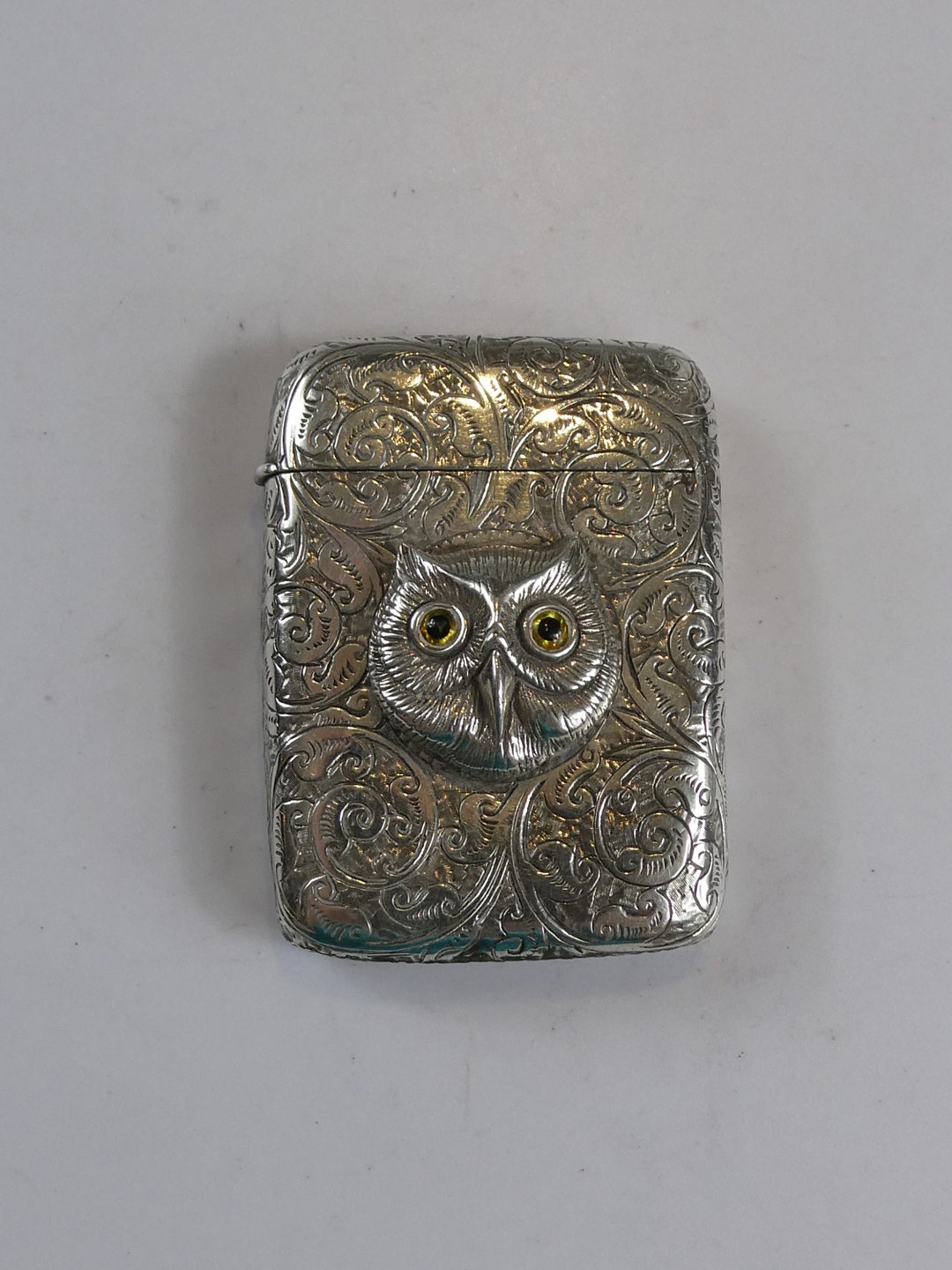 Silver Dated 1887 Owl Face Vesta Match Strike Case - Etsy