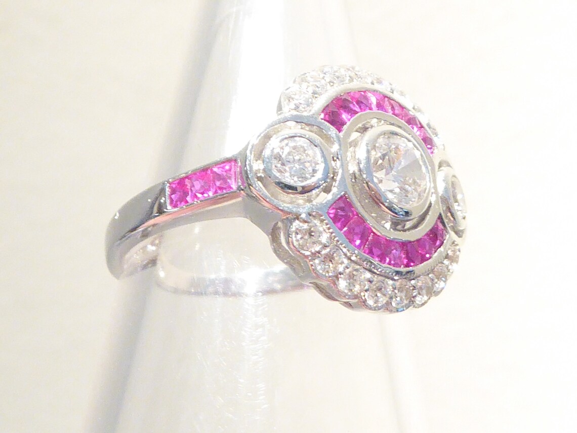 Silver Art Deco Design Ring - Etsy UK