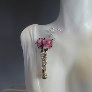 Fine Solid Silver Tussie Mussie Flower Posy Holder Brooch - Etsy