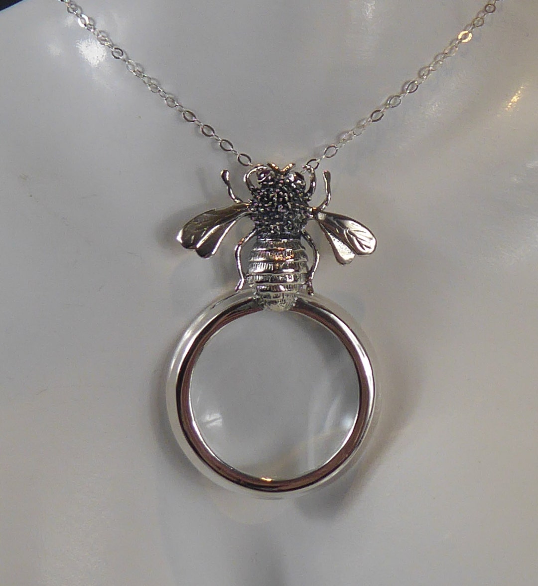 Fine Bumble Bee Magnifying Glass Pendant 925 Sterling Silver - Etsy