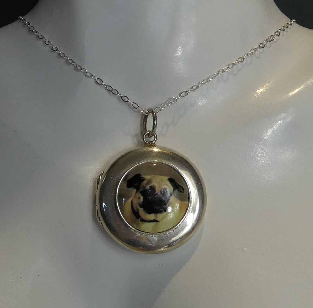 Cute Solid Silver Pug Dog Locket - Etsy