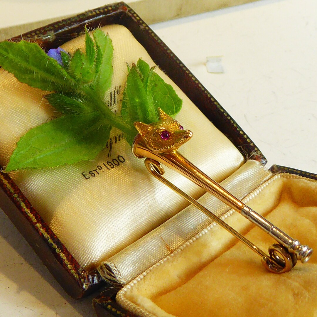 9ct Solid Gold Vintage Fox Hunt Posy Brooch, Tussie Mussie Brooch - Etsy