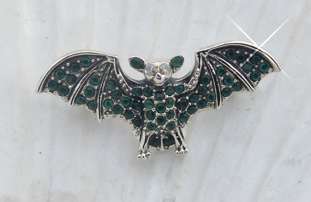 Fine Solid Silver Real Diamond & Emerald Set Bat Brooch/pendant - Etsy UK