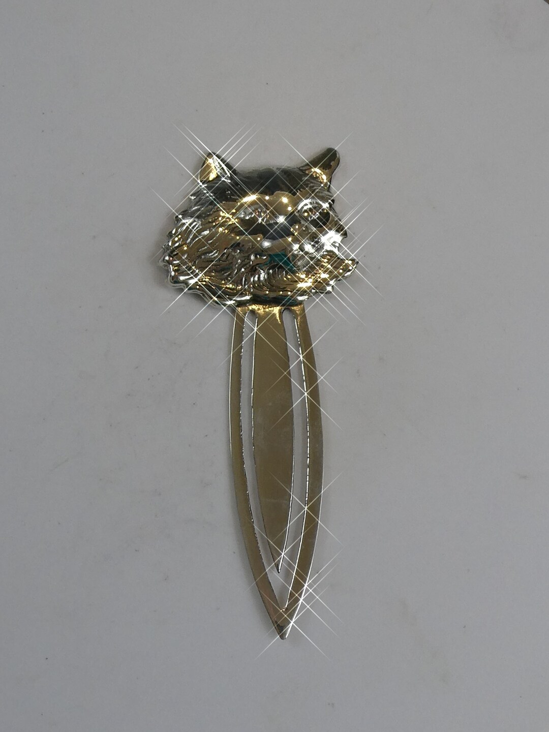 Silver Cat Head Bookmark - Etsy