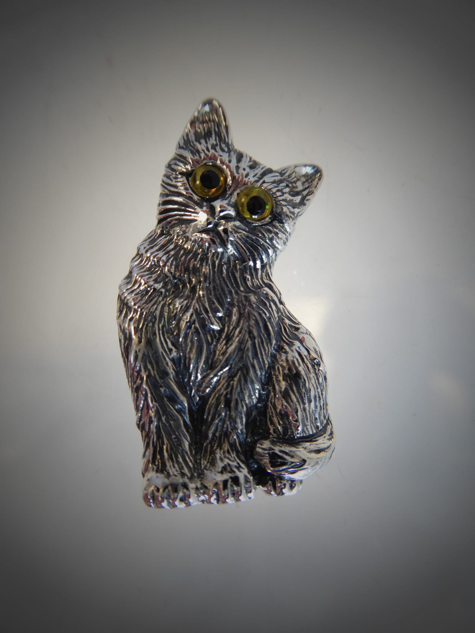 A Cute Solid Silver Cat Brooch - Etsy UK