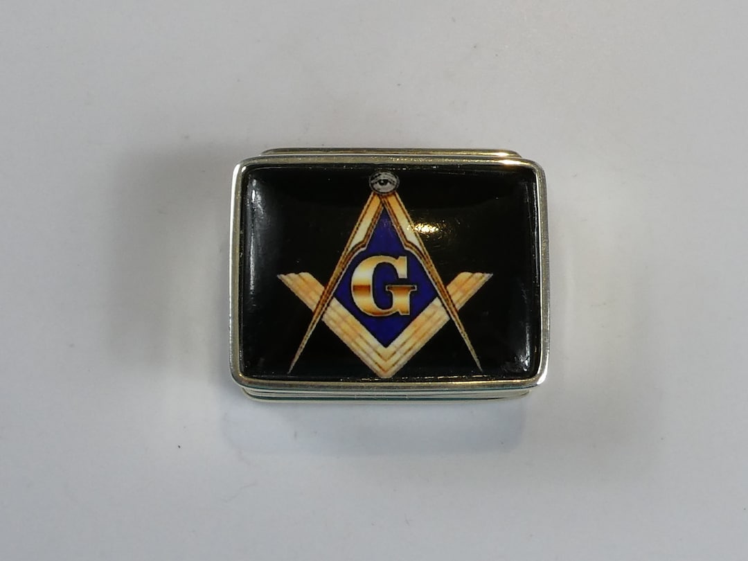 Fine Sterling Silver Pictorial Masonic Enamel Topped Pill/snuff Box - Etsy