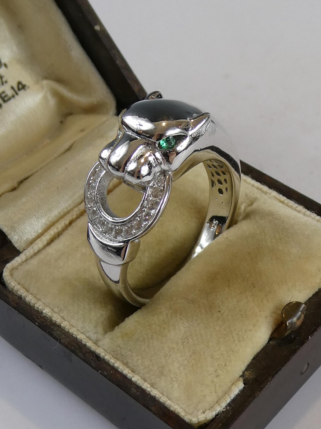 Fine Silver Art Deco Design Panther Cat Head Ring - Etsy