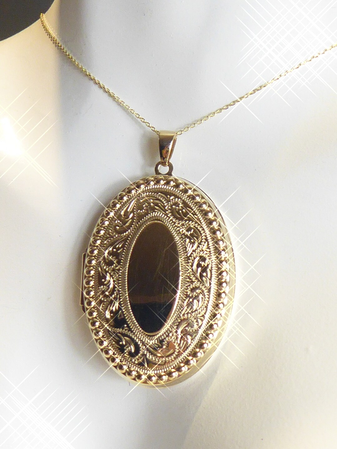 Fine Large 9ct Solid Gold Victorian Style Locket on 9ct Gold Chain - Etsy