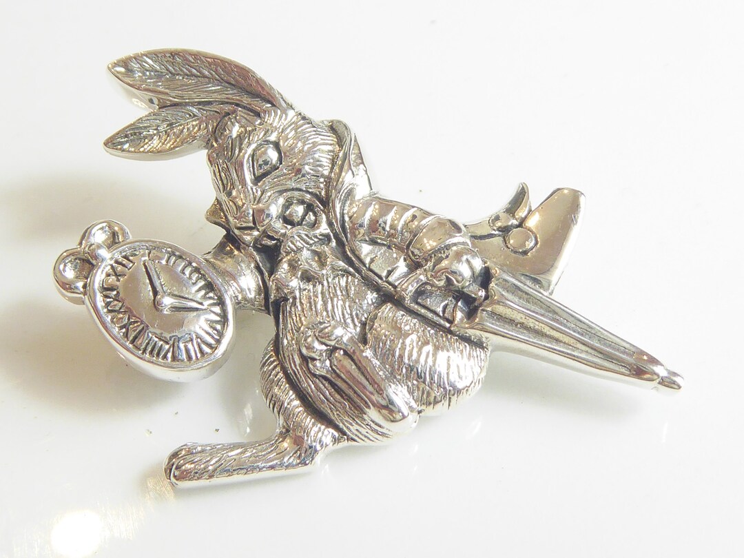 Solid Silver Alice in Wonderland White Rabbit With Clock Brooch - Etsy