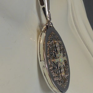 Fine Solid Silver Victorian Style Opal Cross Set Locket on Silver Chain ...