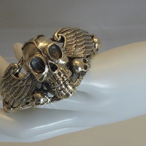 Heavy Solid Silver Winged Skull Bangle - Etsy