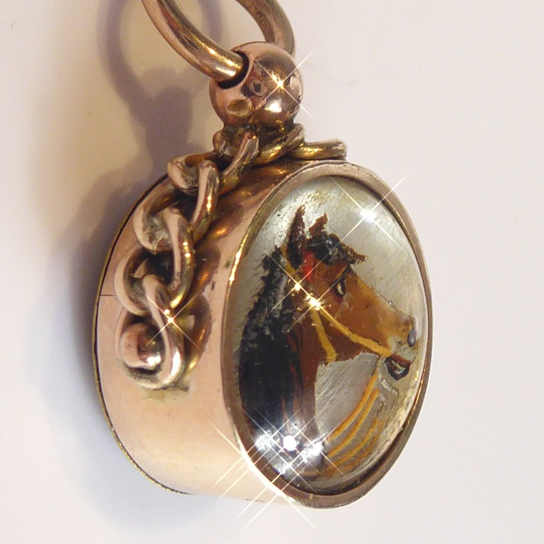 Fine 9ct Solid Gold Horse & Compass Dated 1897 Essex Crystal Fob ...