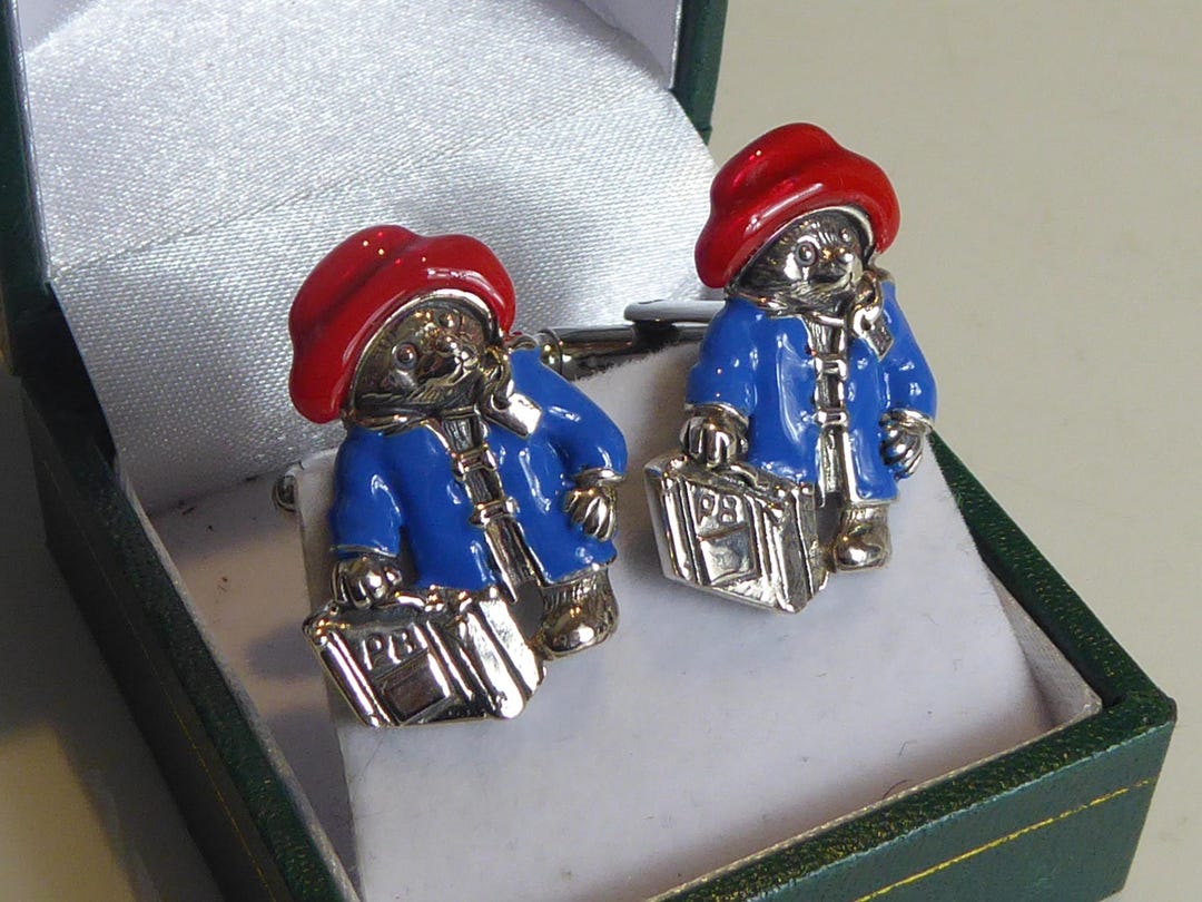 Cute Silver Enamel Paddington Bear Cufflinks. - Etsy