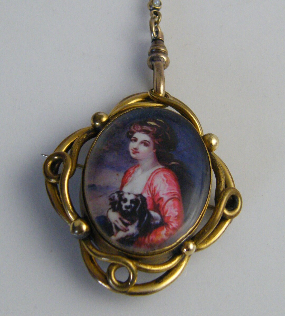 Vintage Pinchbeck Locket on Decorative Longuard Chain - Etsy