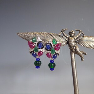 Fine Pair Silver Set Tutti Frutti Carved Earrings, Art Deco Style ...