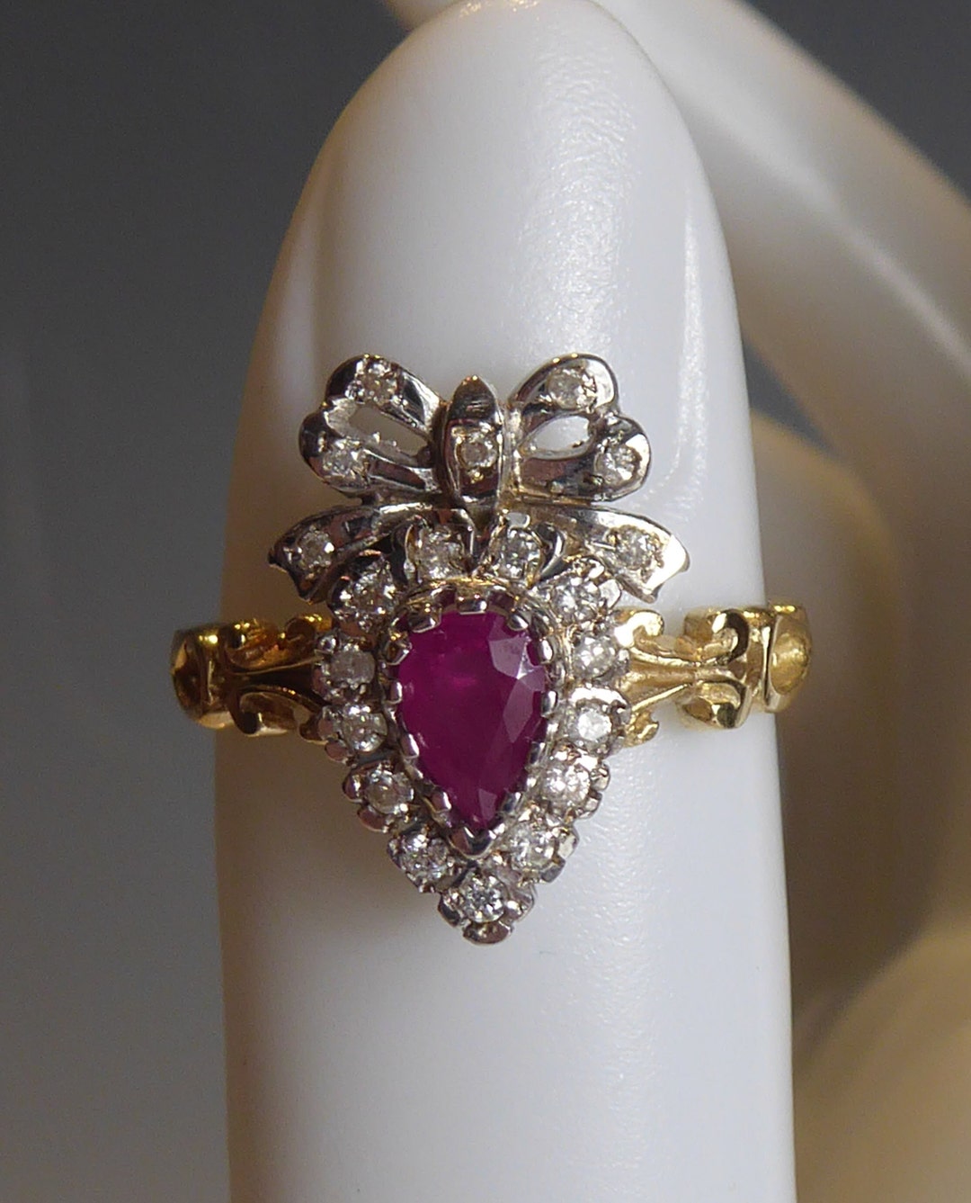 Fine 9ct Solid Gold Ruby & Real Diamond Set Sweetheart Ring - Etsy