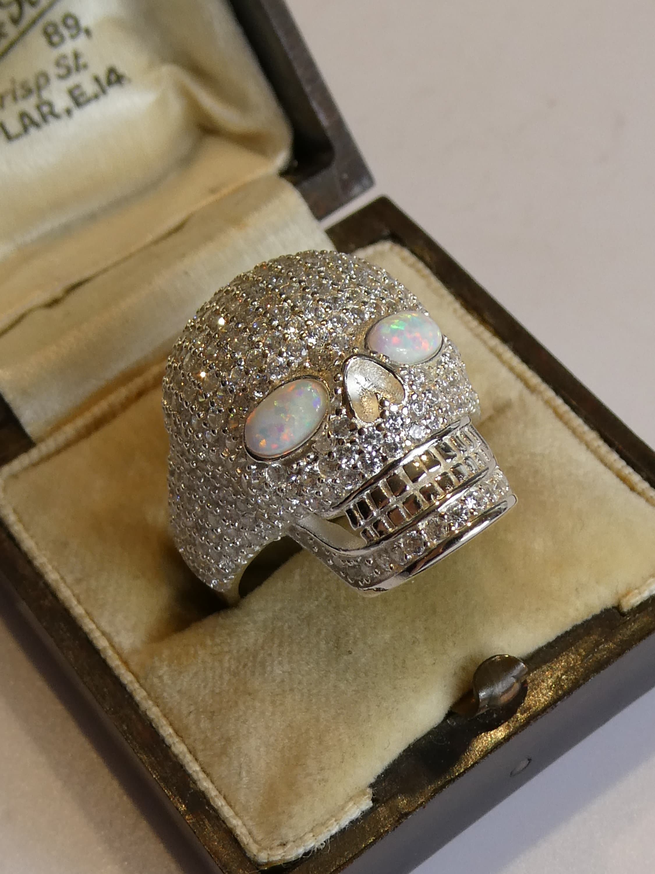Massiv Silber Opal Auge Skull Ring Etsy