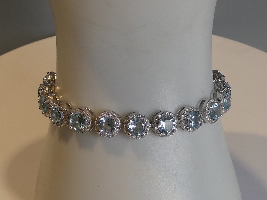 Stunning Real Blue Topaz Adjustable Slider Fastener Bracelet - Etsy