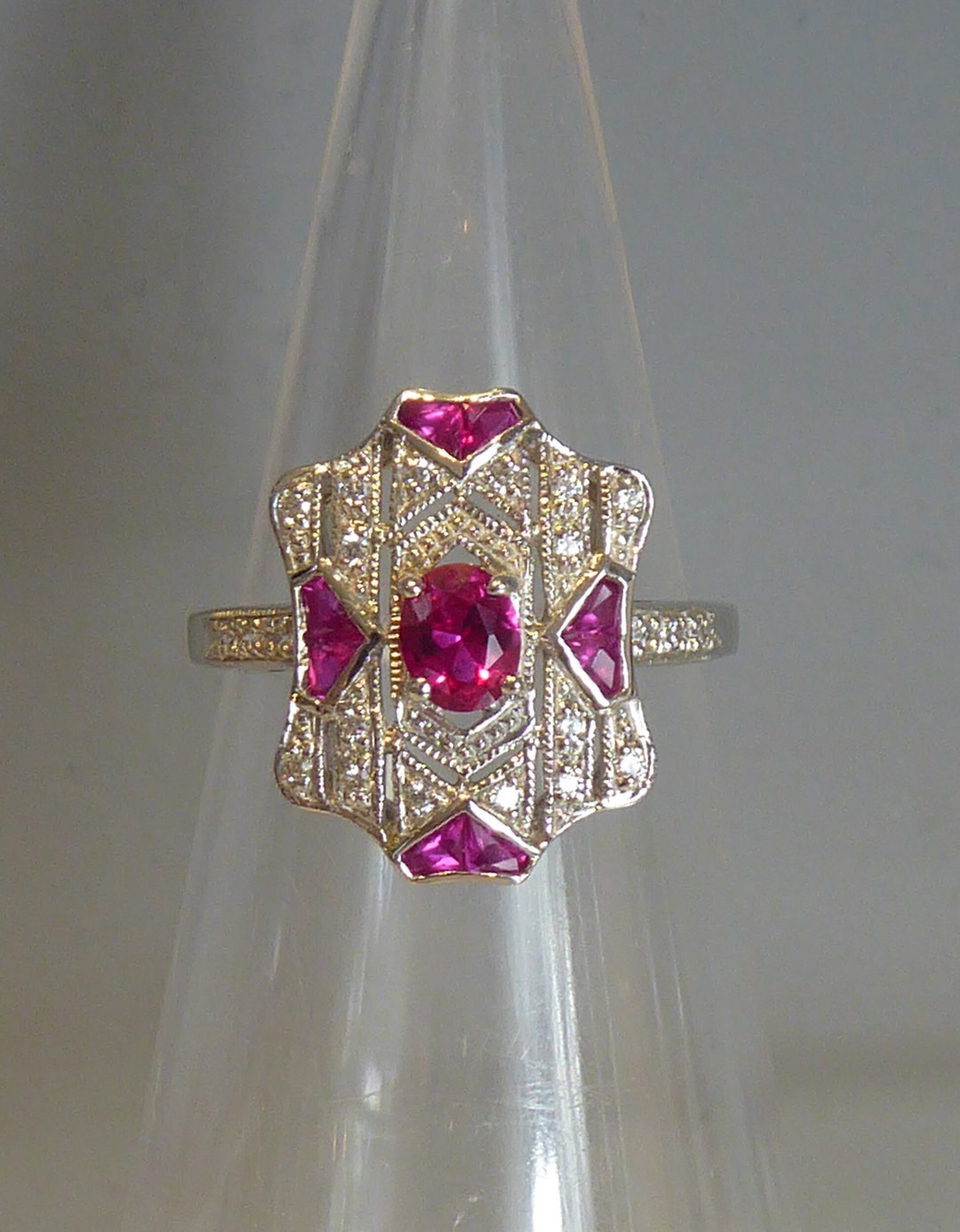 Fine Silver Art Deco Design Ring - Etsy