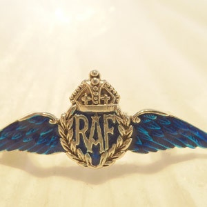 Silver & Enamel RAF Wings Brooch - Etsy