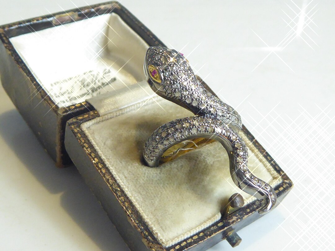 Silver Gold Real Diamond Snake Ring - Etsy