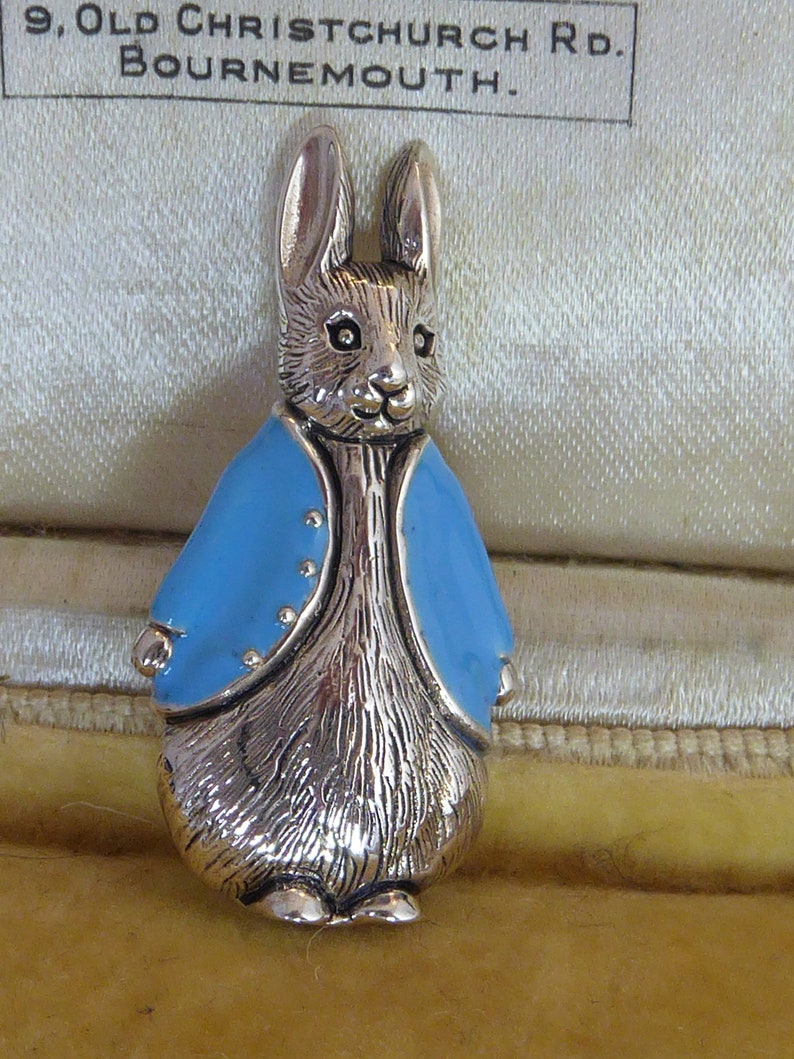 Fine Solid Silver & Enamelled Peter Rabbit Beatrix Potter Brooch ...