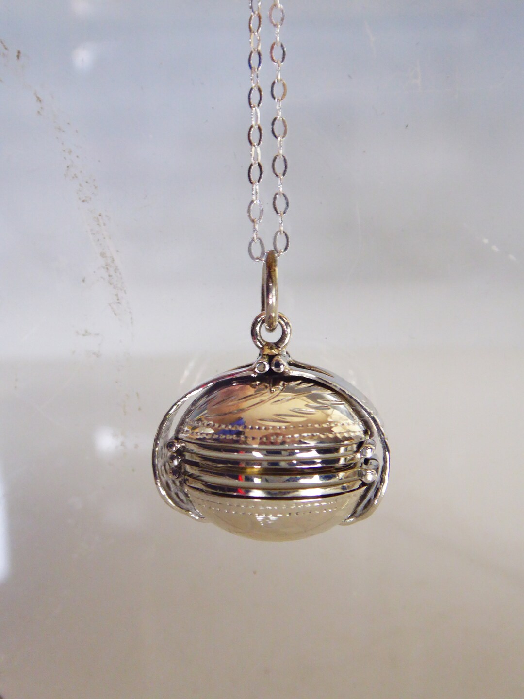 Solid Silver Opening Ball Photo Locket on Silver Chain - Etsy