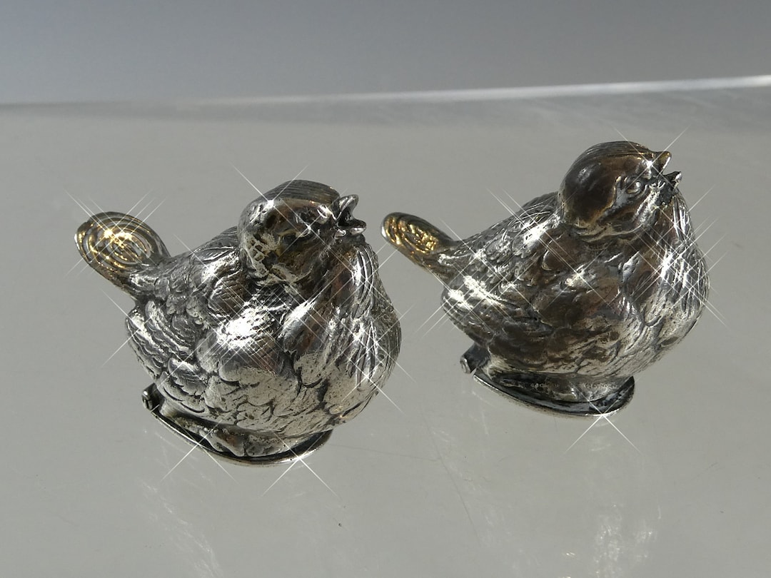 Antique Silver Bird Salt & Pepper Pots - Etsy