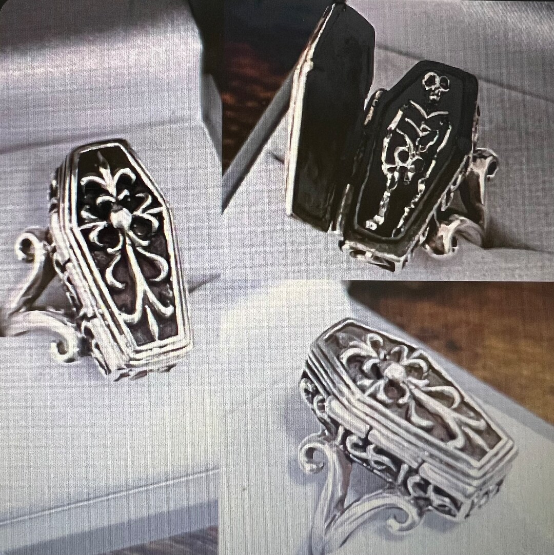 Solid Silver Coffin Ring Complete With Skeleton - Etsy