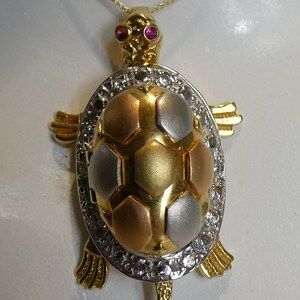 Superb Heavy Solid 18ct Gold Diamond & Ruby Set Opening Tortoise Locket ...