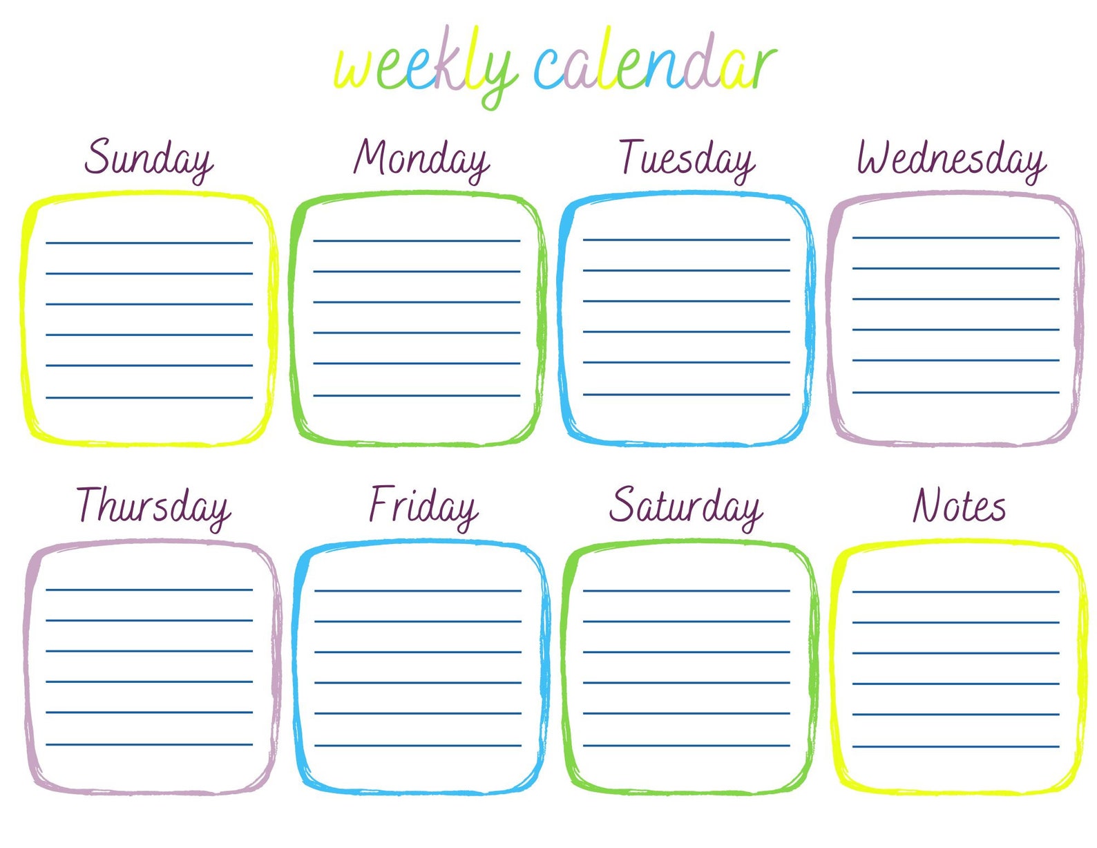 Printable Weekly Calendar/ Printable Weekly Planner/ - Etsy
