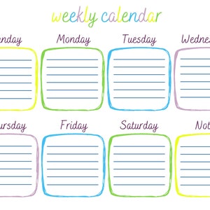 Printable Weekly Calendar/ Printable Weekly Planner/ Organization ...