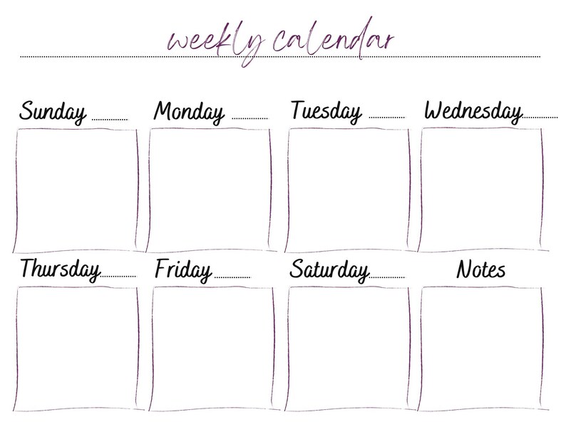Printable Weekly Calendar/ Printable Weekly Planner/ - Etsy