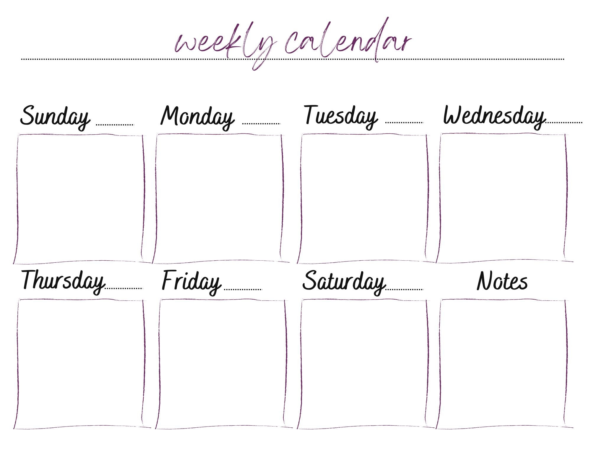 Printable Weekly Calendar/ Printable Weekly Planner/ - Etsy