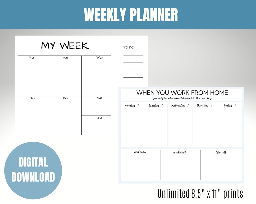 Weekly Planner/ Printable Weekly Planner/ Minimalist Weekly Planner ...