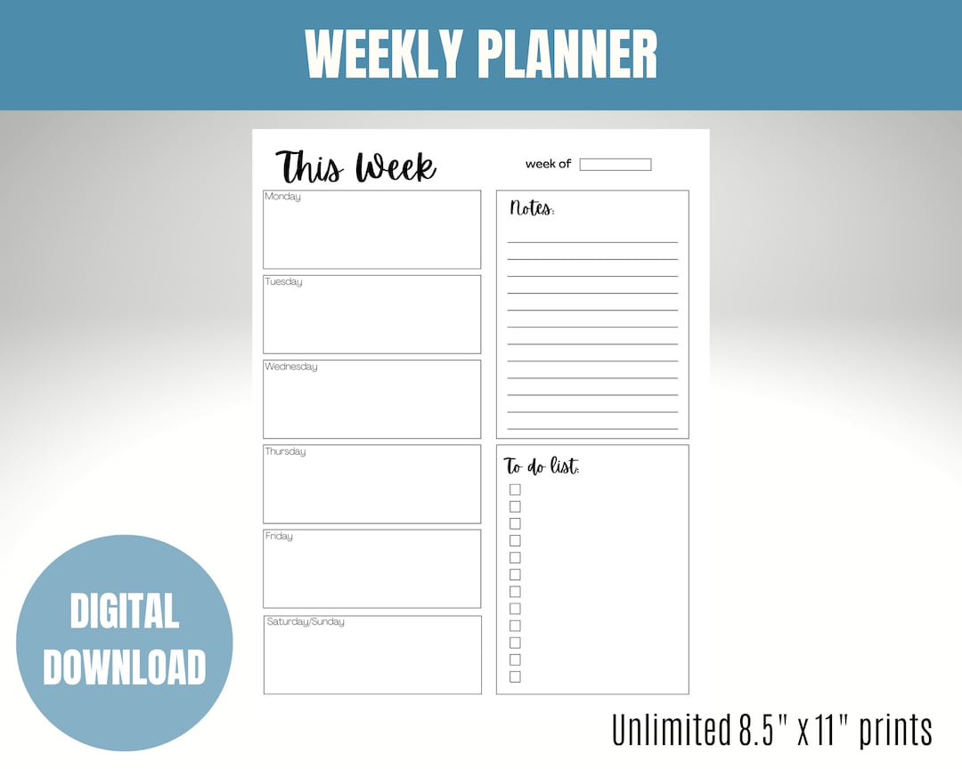 This Week Planner/ Printable Weekly Planner - Etsy