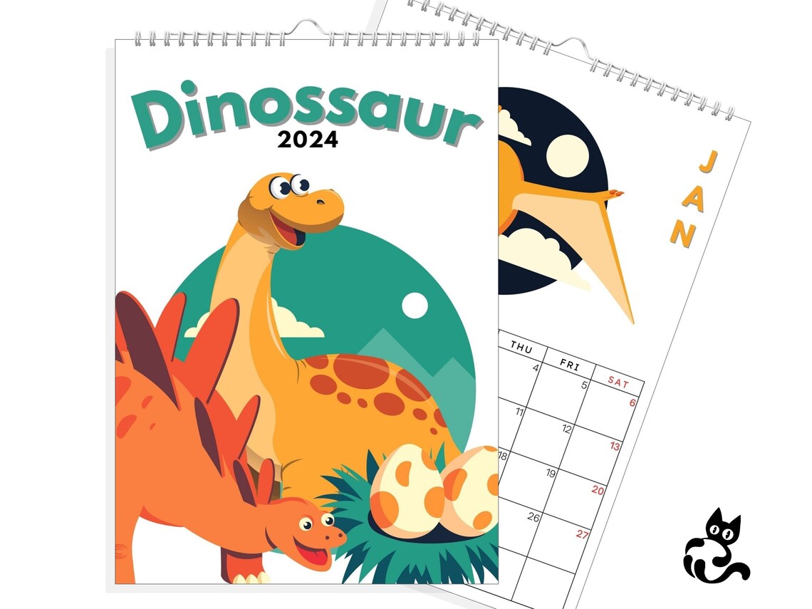 Dinossaur 2024 Kids Calendar 2024 Calendar, Dinossaurs Illustrations ...