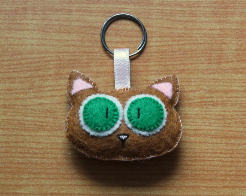 Handmade Felt Cat Head Stuffed Keychain/keyring - Etsy