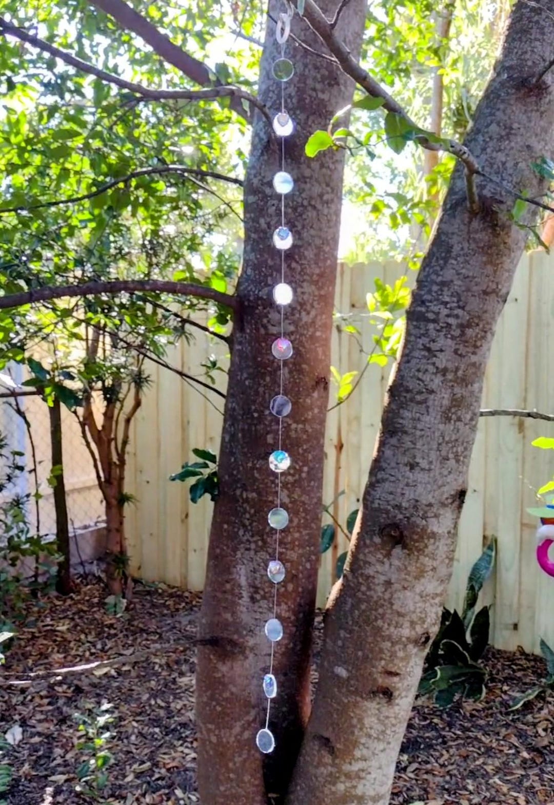 Mirror Sun Catcher: Round With Scallop Heart Accents, Hanging Garden ...