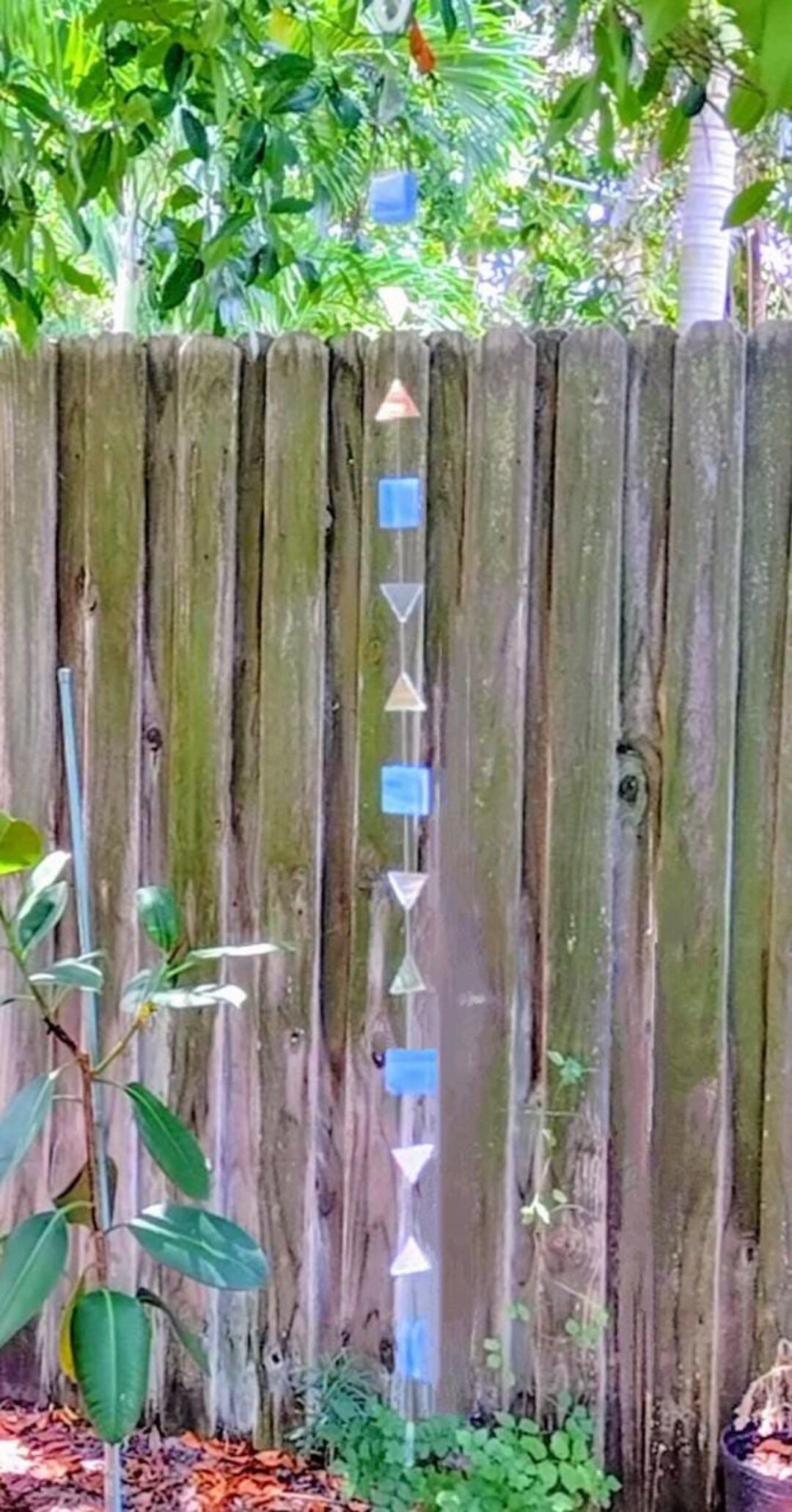 Mirror Suncatcher Blue & Copper Metallic Glass Accents With Triangle ...