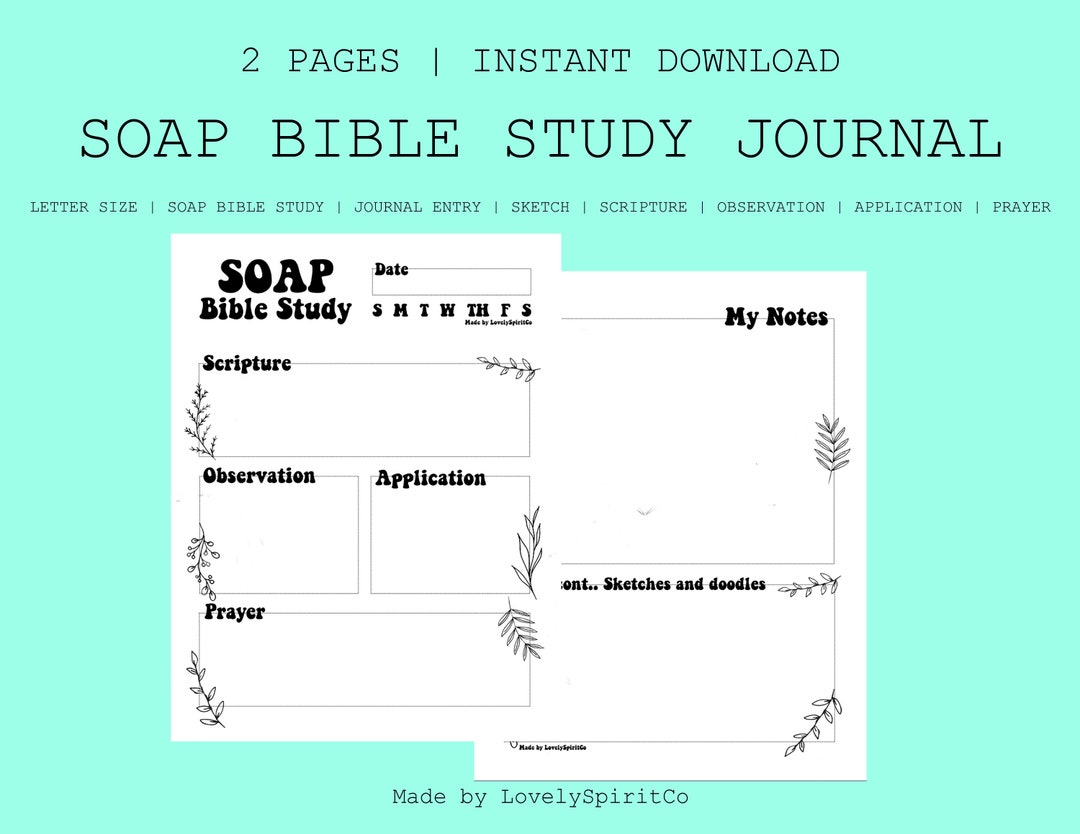 Daily SOAP Bible Study Template Notes Sketches 2 Pages Scripture ...