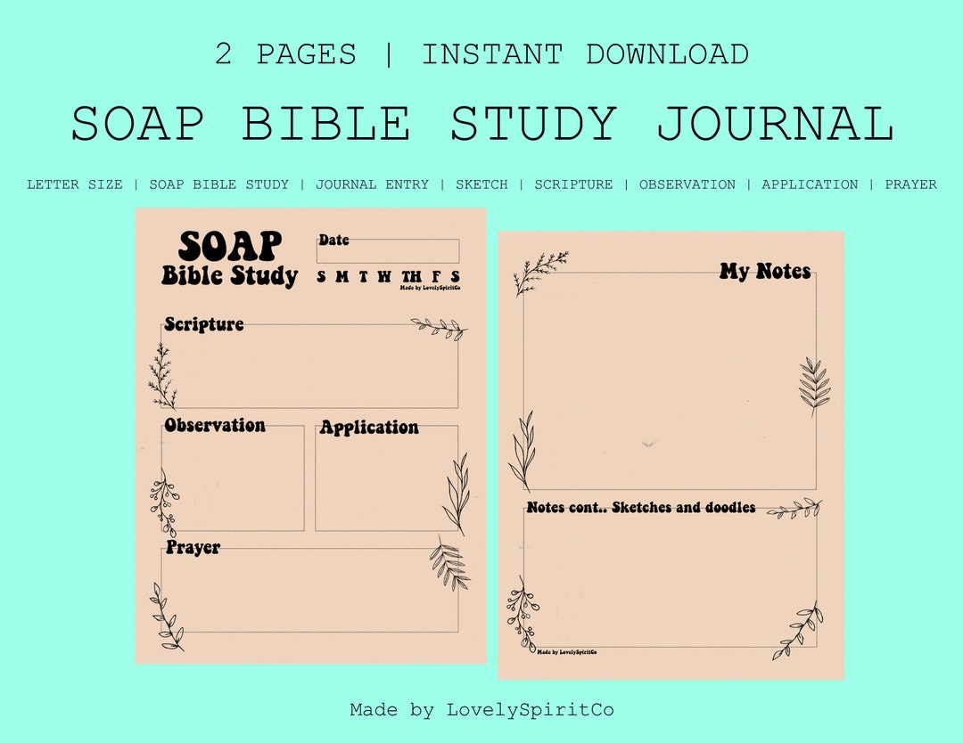 Daily SOAP Bible Study Template Notes Sketches 2 Pages Scripture ...