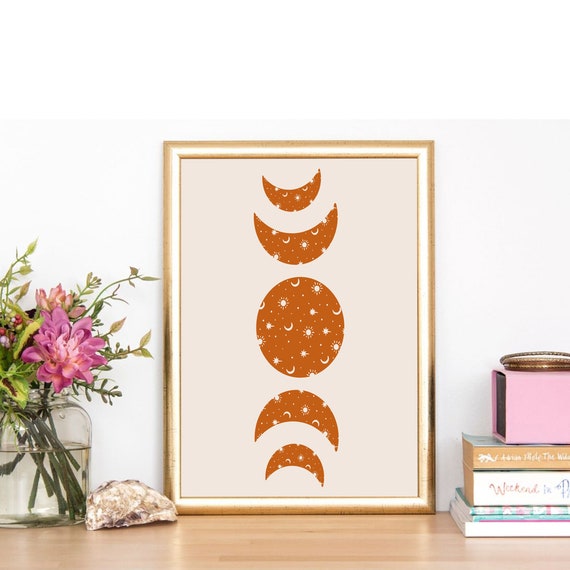 MOON PHASE BOHEMIAN Wall Art Boho Print Digital | Etsy